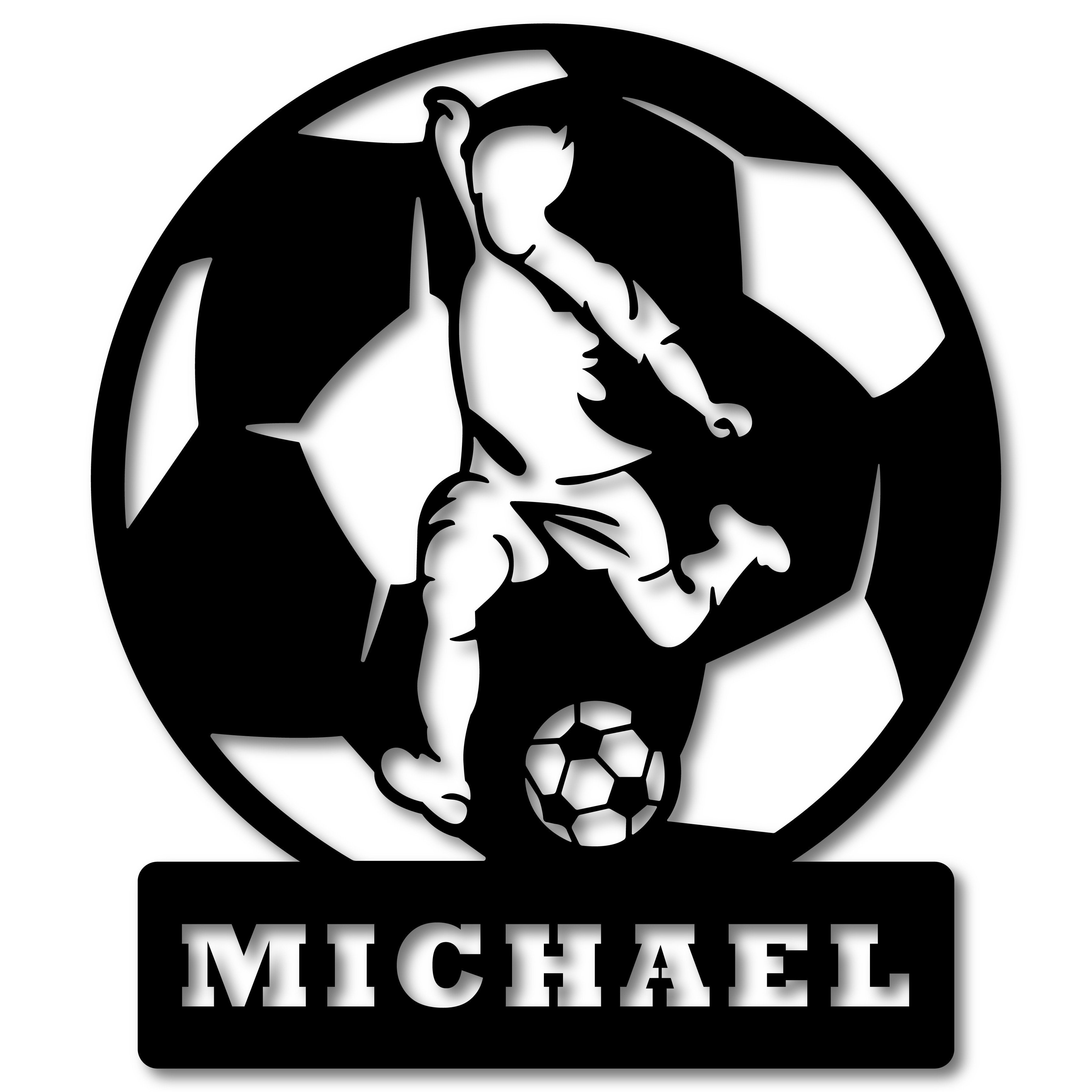 Personalized Round Soccer Figure Metal Wall Art - Custom Name Sports D ...