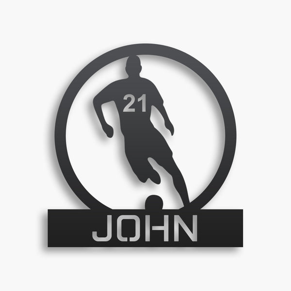 Personalized Round Soccer Metal Wall Art - Custom Name Sports Decor ...